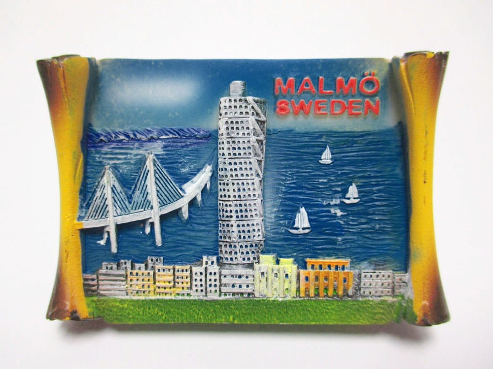 Malmö Magnet Turning Torso Brücke Rolle Souvenir Poly Schweden