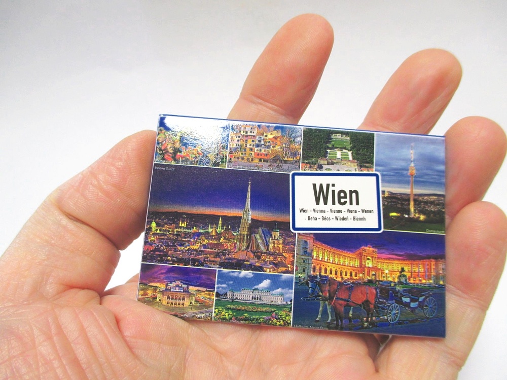 Wien Vienna Foto Magnet Souvenir Österreich Hundertwasser Fiaker