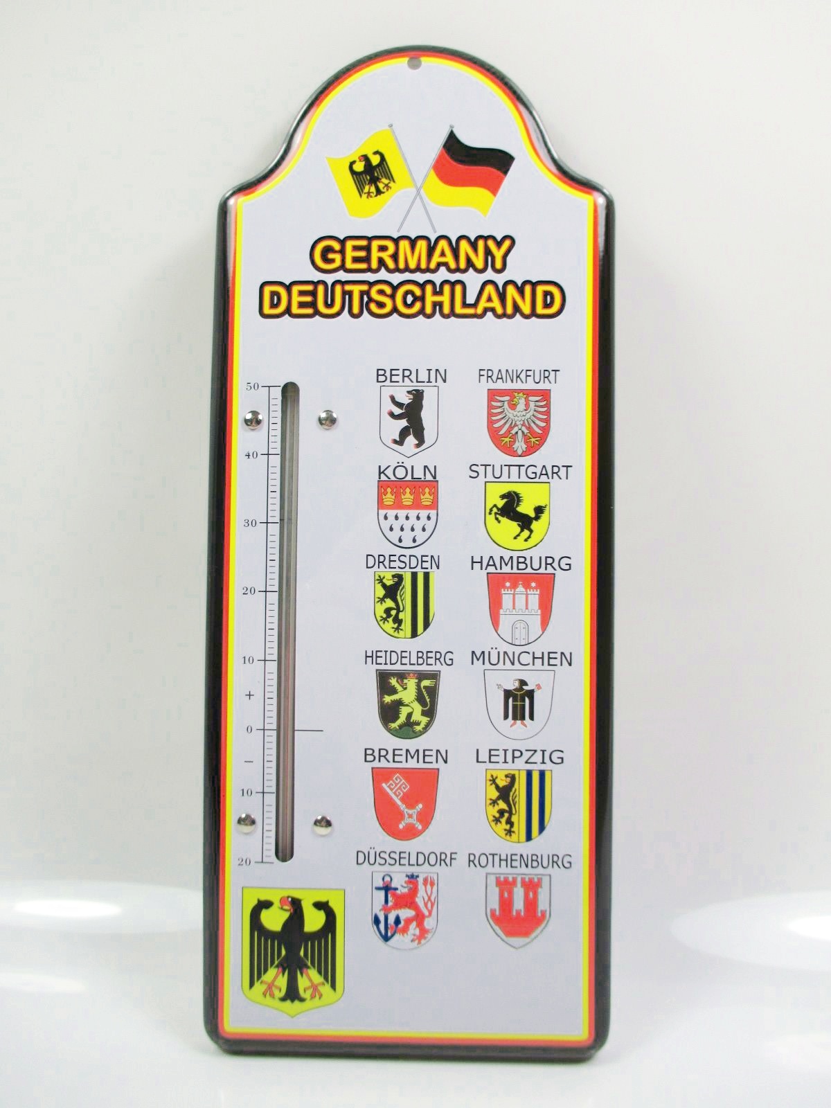 Thermometer Germany Wappen 12 Städte Souvenir Deutschland Metall