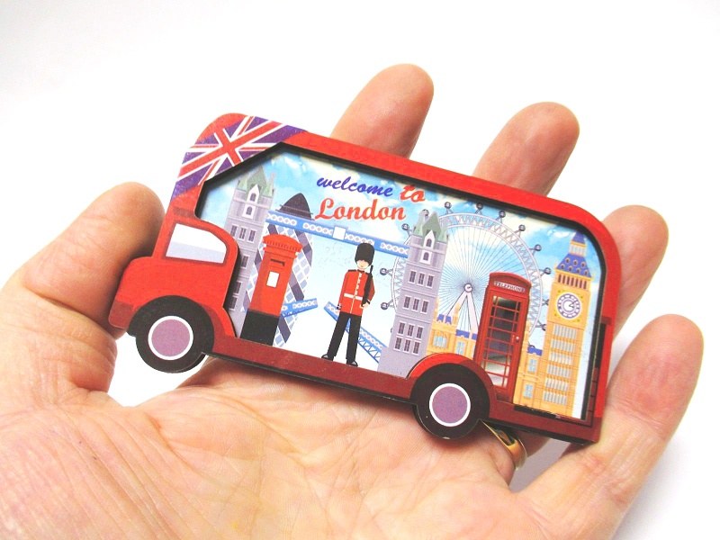 London Holz 2D Magnet Red Bus Collage Souvenir Great Britain,Neu